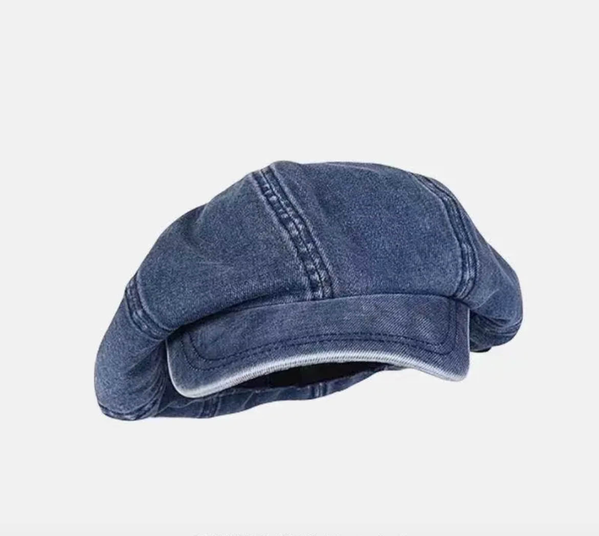 Woman Denim Big Octagonal Hats, Lady Large Beret Caps, Girls Denim Hats ...