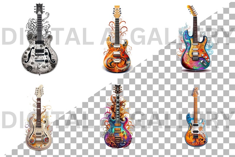 Fantasy Guitar Vector Art / Musical Clipart / Classic Electric Guitar ...