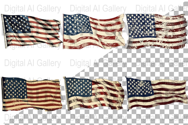 Vintage American Flag Digital Image /classic American Flag Design ...