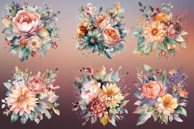 Floral Wedding Clipart Bundle / 12 High-resolution Pngs / Digital ...