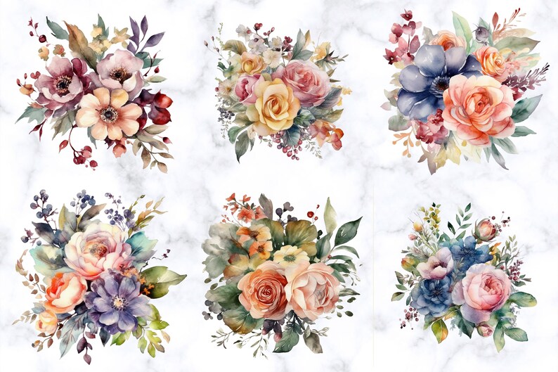 Floral Wedding Clipart Bundle / 12 High-resolution Pngs / Digital ...