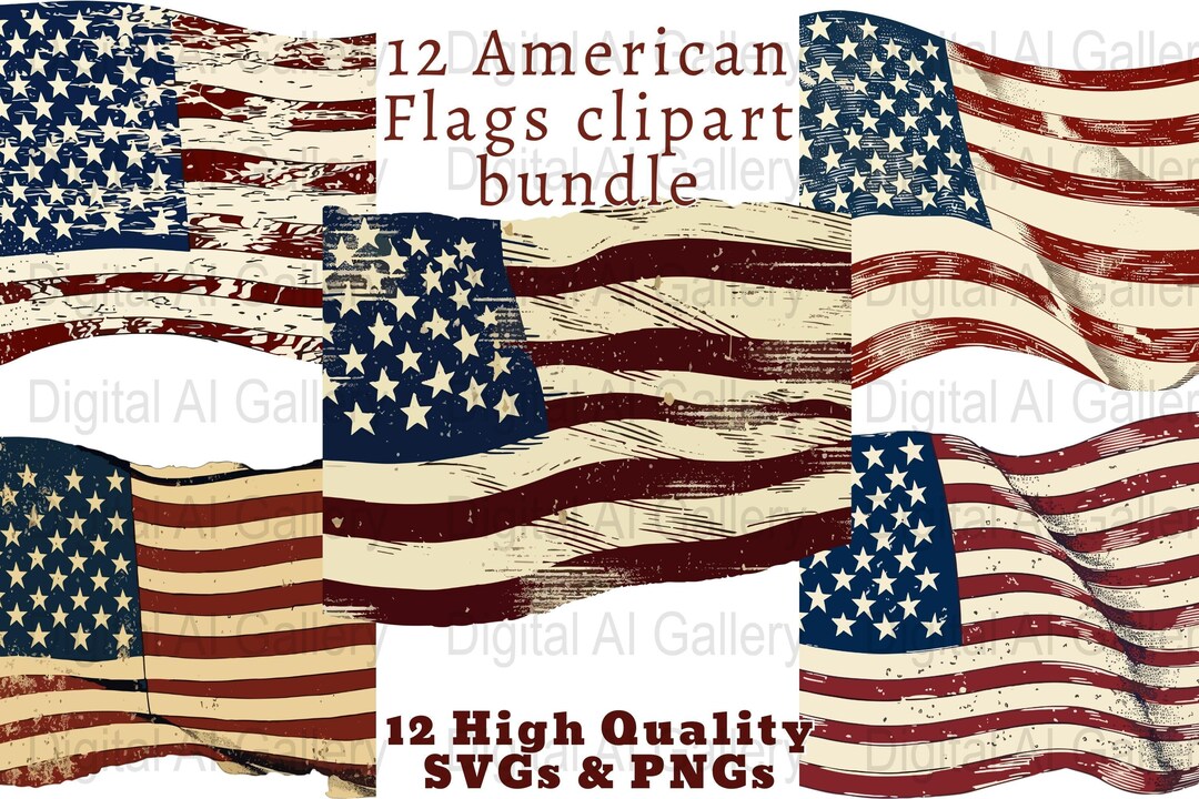 Vintage American Flag Digital Image /classic American Flag Design ...