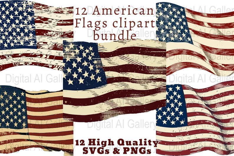 Vintage American Flag Digital Image /classic American Flag Design ...