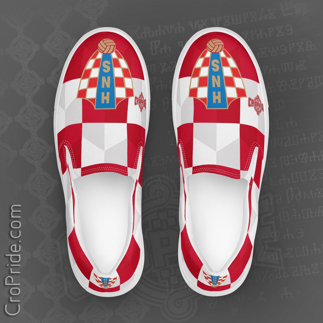 Croatian Checkers With HNS Womens Slip-on Canvas Shoes - Etsy