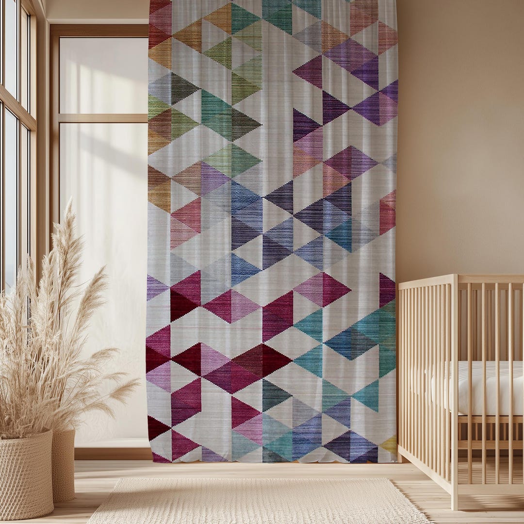 Geometric Triangle Curtain: Modern Scandinavian Velvet Panel - Etsy