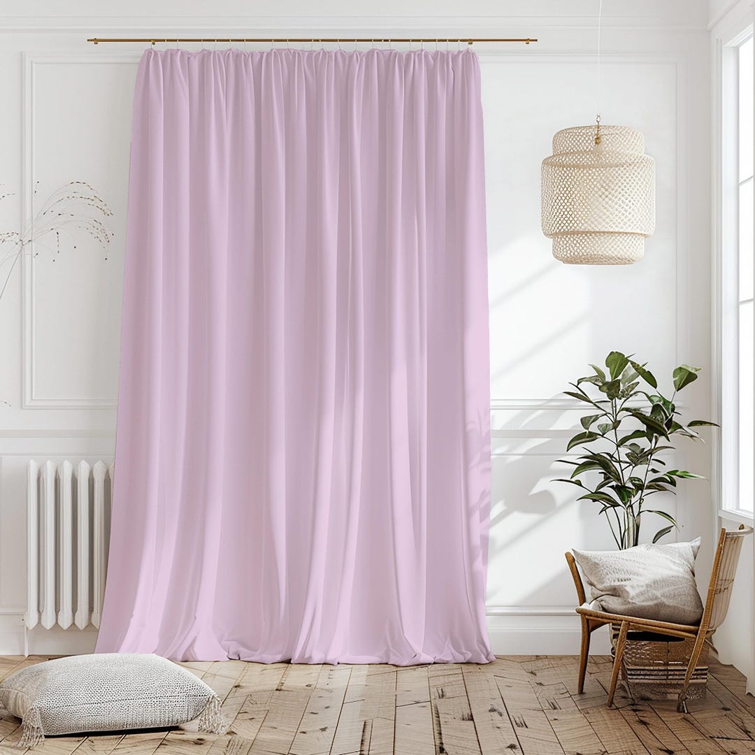 Solid Light Purple Curtain-modern Pastel Window Drapes-soft Beige Kids ...