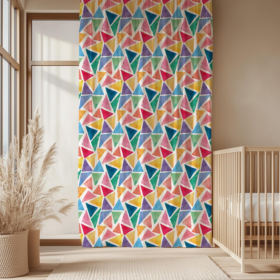 Geometric Color Fusion Velvet Curtain-modern Bright Window Drapes ...