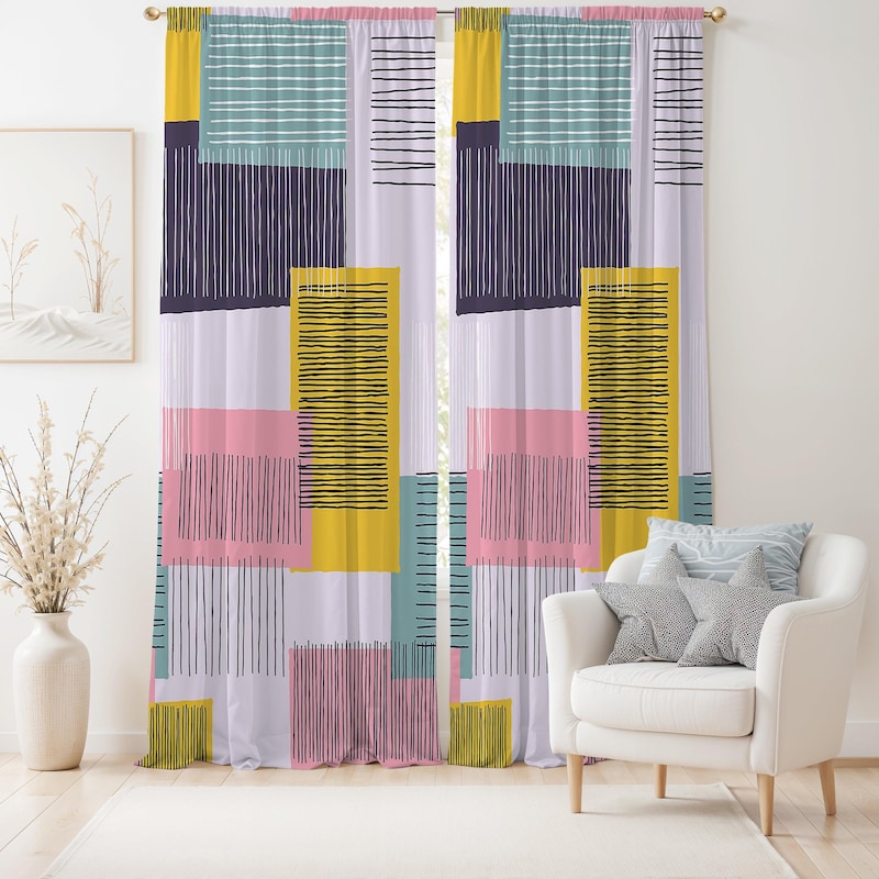 Color Block Drapes - Etsy