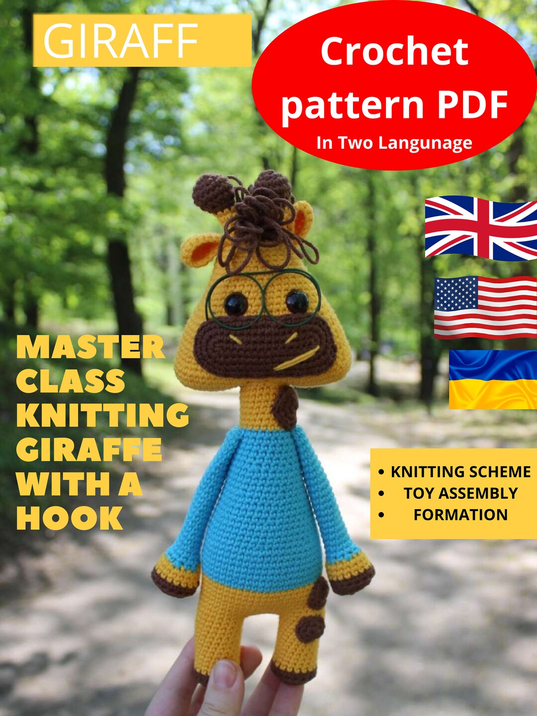 Crochet Pattern Mater Class Knitting Giraffe Toy With Hook - Etsy Australia
