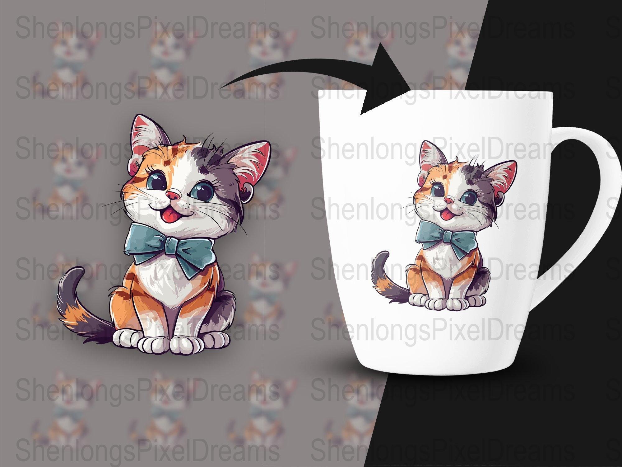 Cute Calico Cat Digital Art, Kitten Illustration SVG, Png, Pdf, EPS ...