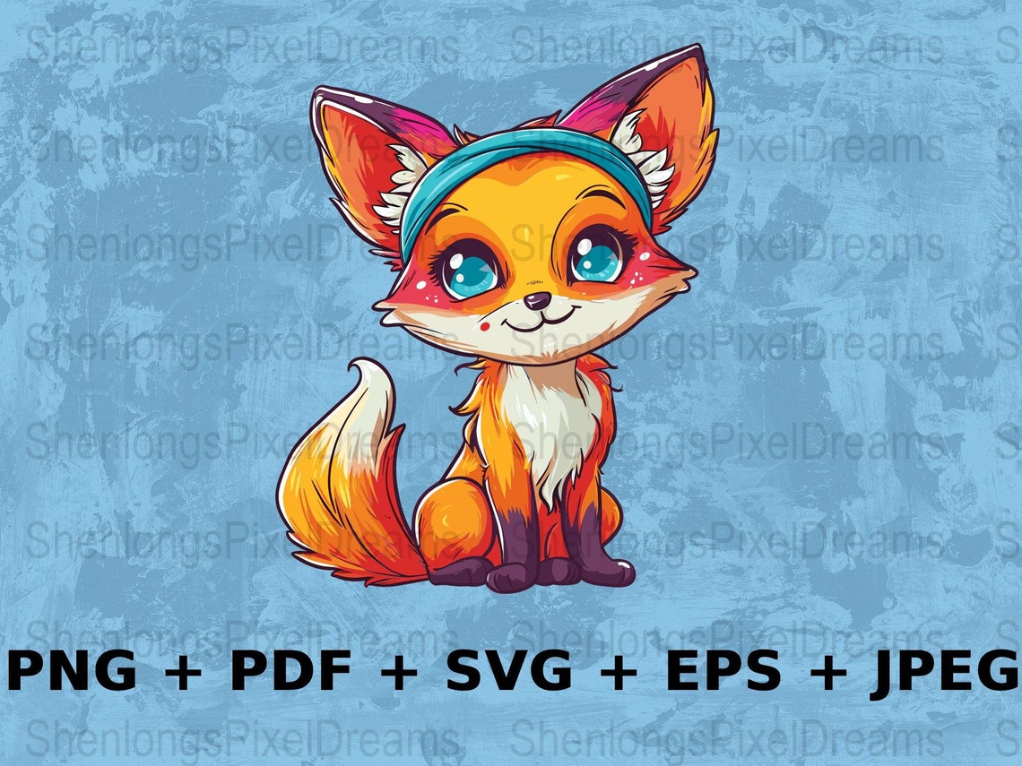 Cute Fox Digital Artwork, Colorful Cartoon Fox Clipart, SVG, Png, Pdf, EPS Files, Jpeg - Etsy