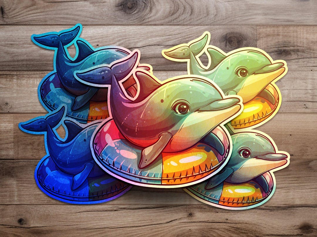 Cute Dolphin Sticker Pack Holographic Die-cut Stickers Transparent Die ...