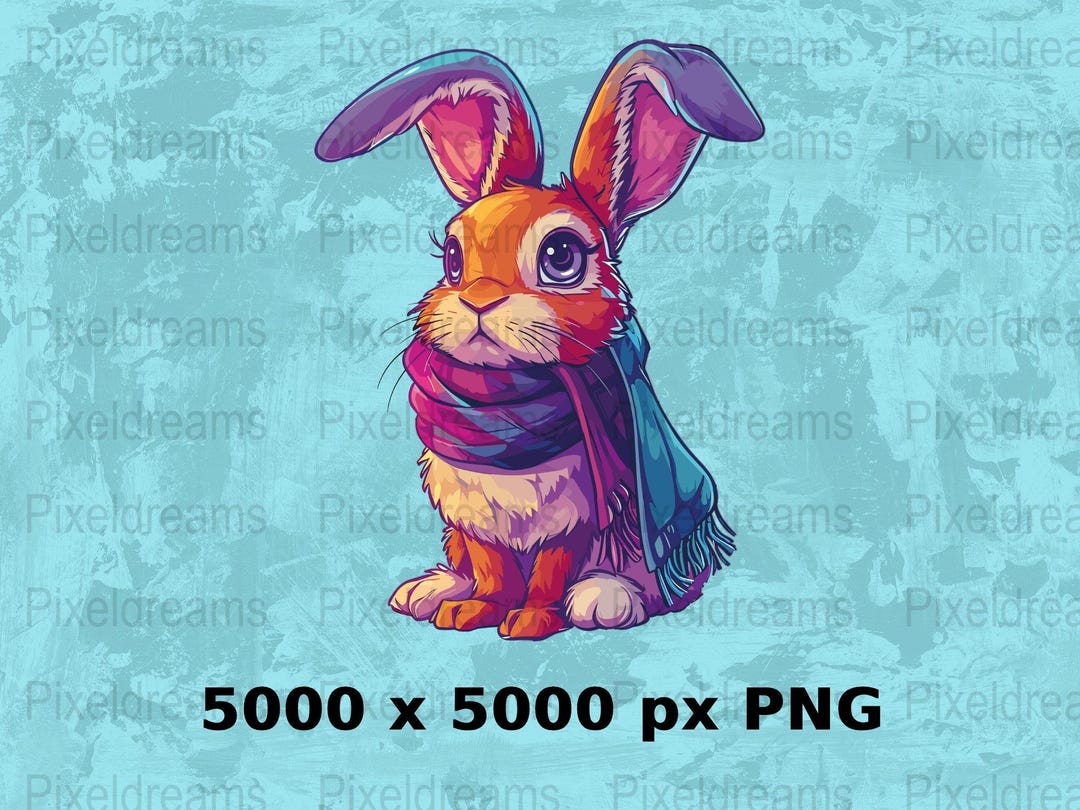 Cute Bunny Digital Download, Bunny Art Print Wall Decor, Adorable ...