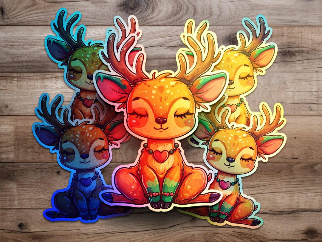 Cute Deer Stickers Pack, Holographic and Transparent Die-cut Stickers ...