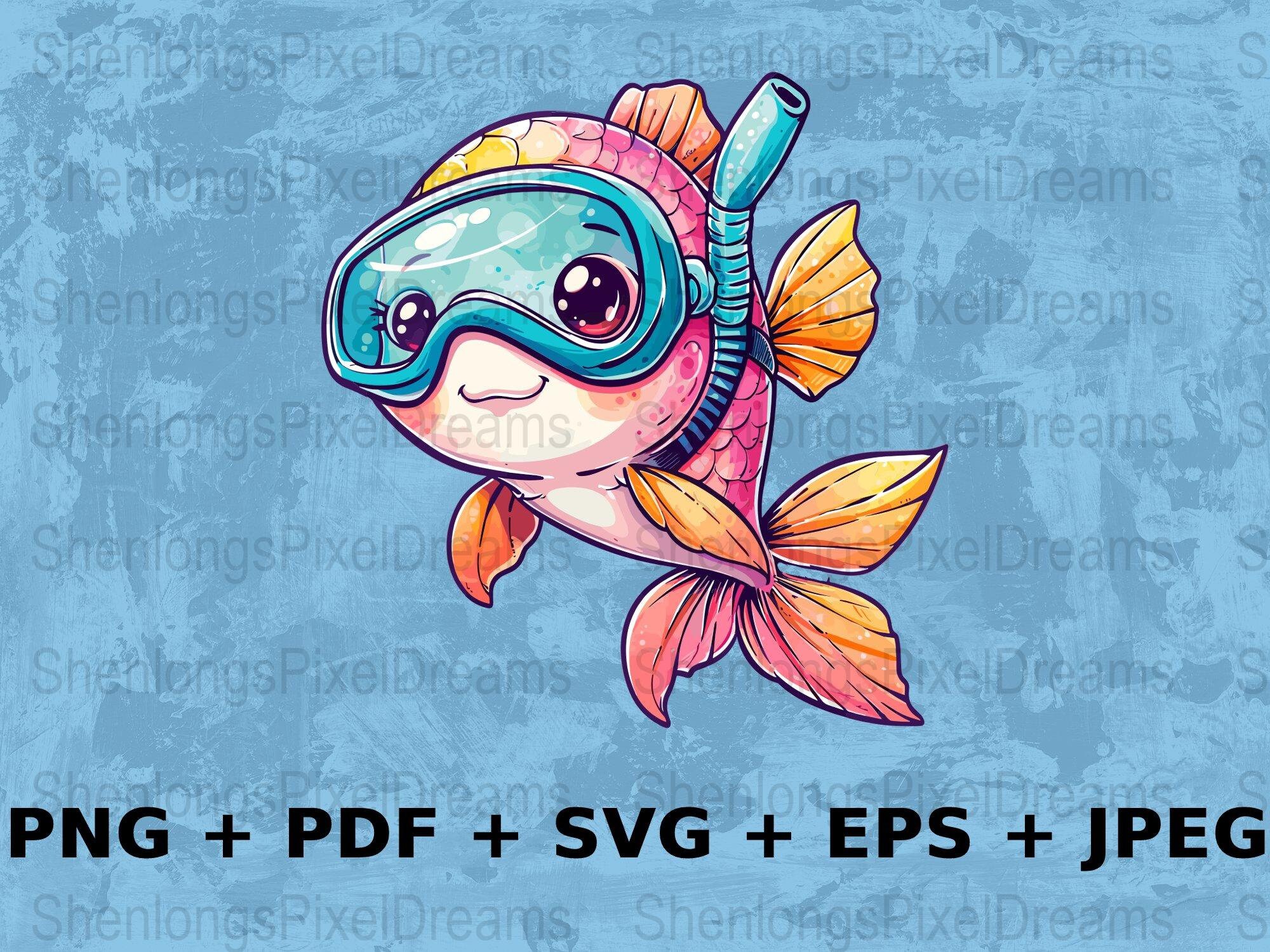 Cute Cartoon Fish SVG, Digital Art Png, Pdf, EPS File, Colorful ...