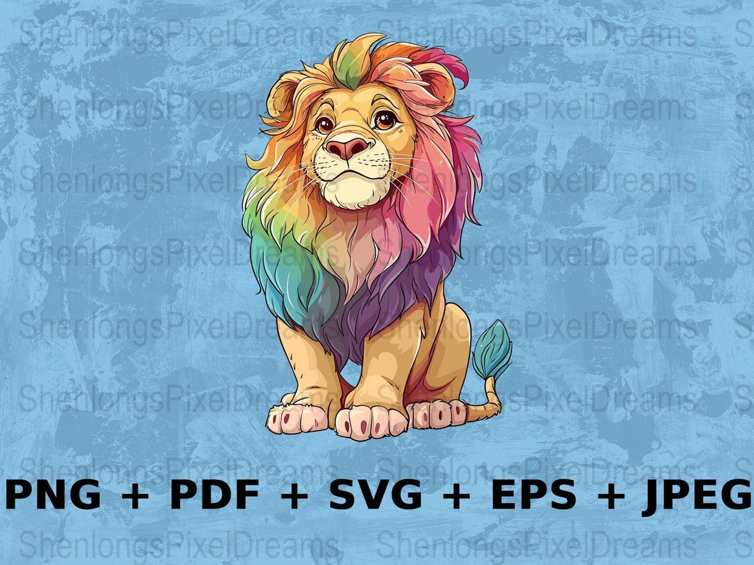 Colorful Rainbow Lion Digital Art, SVG, Png, Pdf, EPS Files, Instant ...