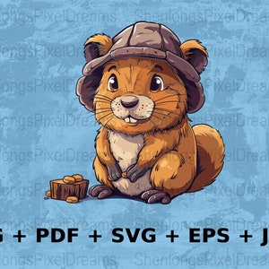 Cute Cartoon Beaver Vector Art, Digital Download SVG, Png, Pdf, EPS ...