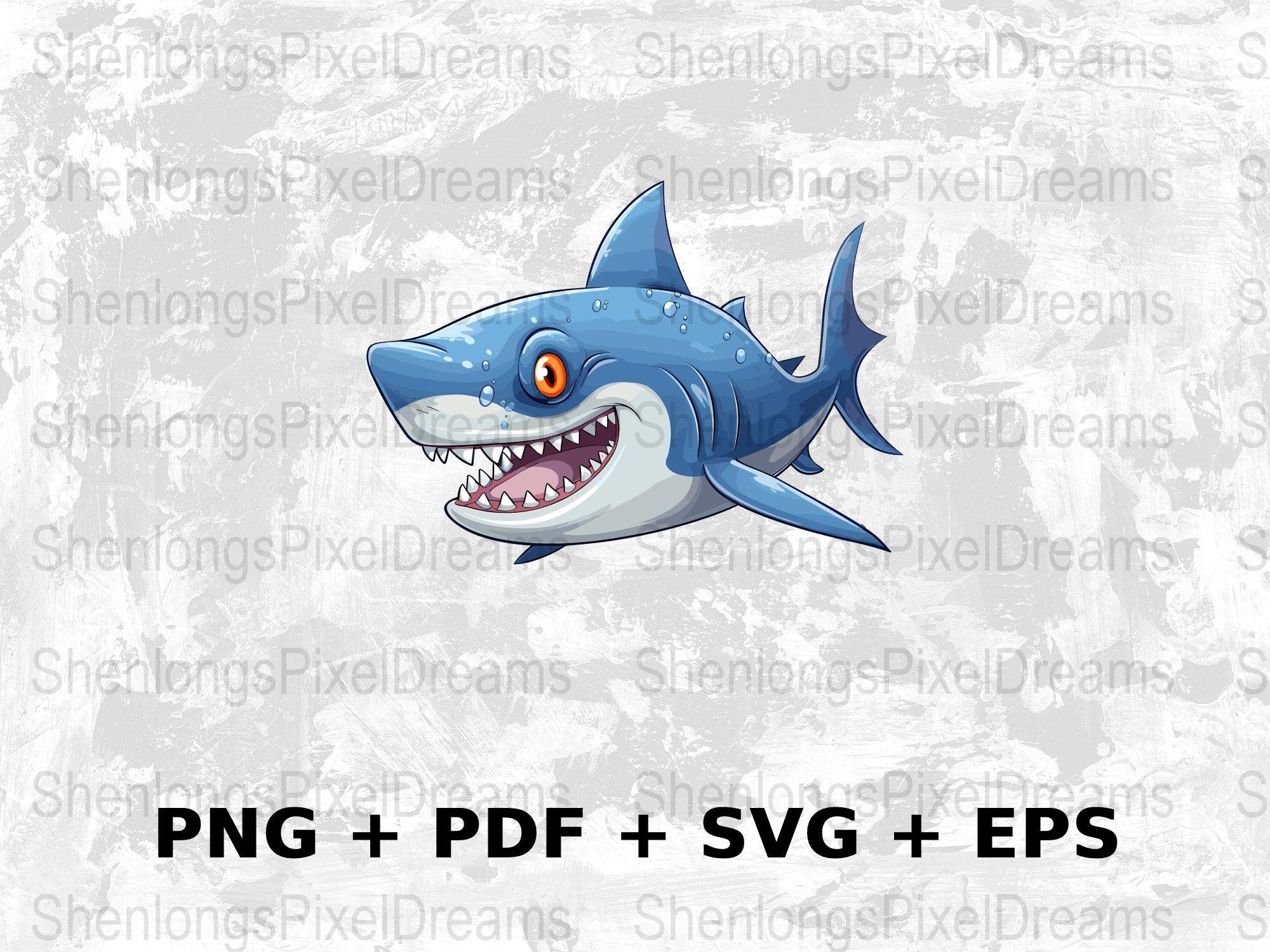 Cartoon Shark Svg Png Eps, Commercial Use, Clipart Vector Graphics for ...