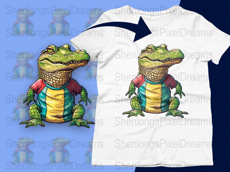 Cartoon Alligator Digital Art, Colorful Gator Graphic, Kids Room Decor ...