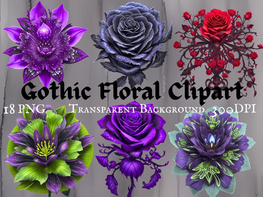 18 PNG Dark Floral Art: Dark Floral Art A Unique Goth Home Decor ...