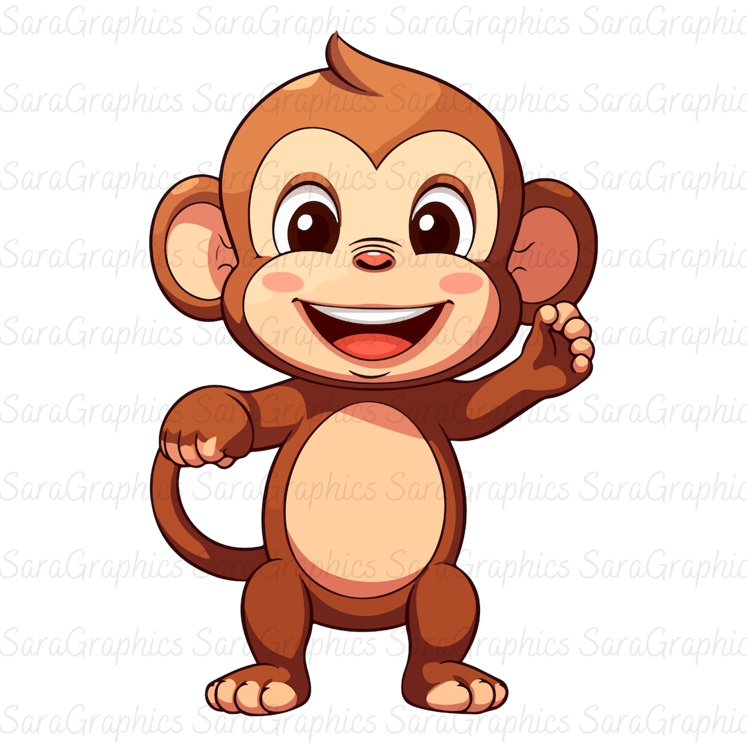Cute Monkey Clipart Monkey Clipart Cute Monkey Png - Etsy