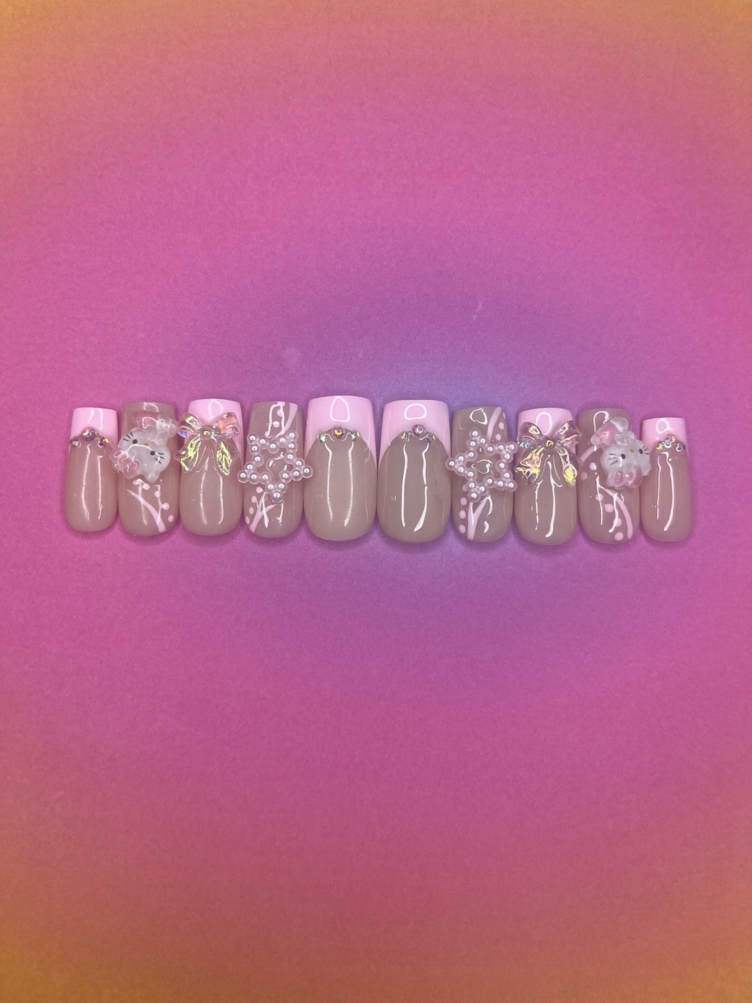 Pink Princess Press on Nails - Etsy