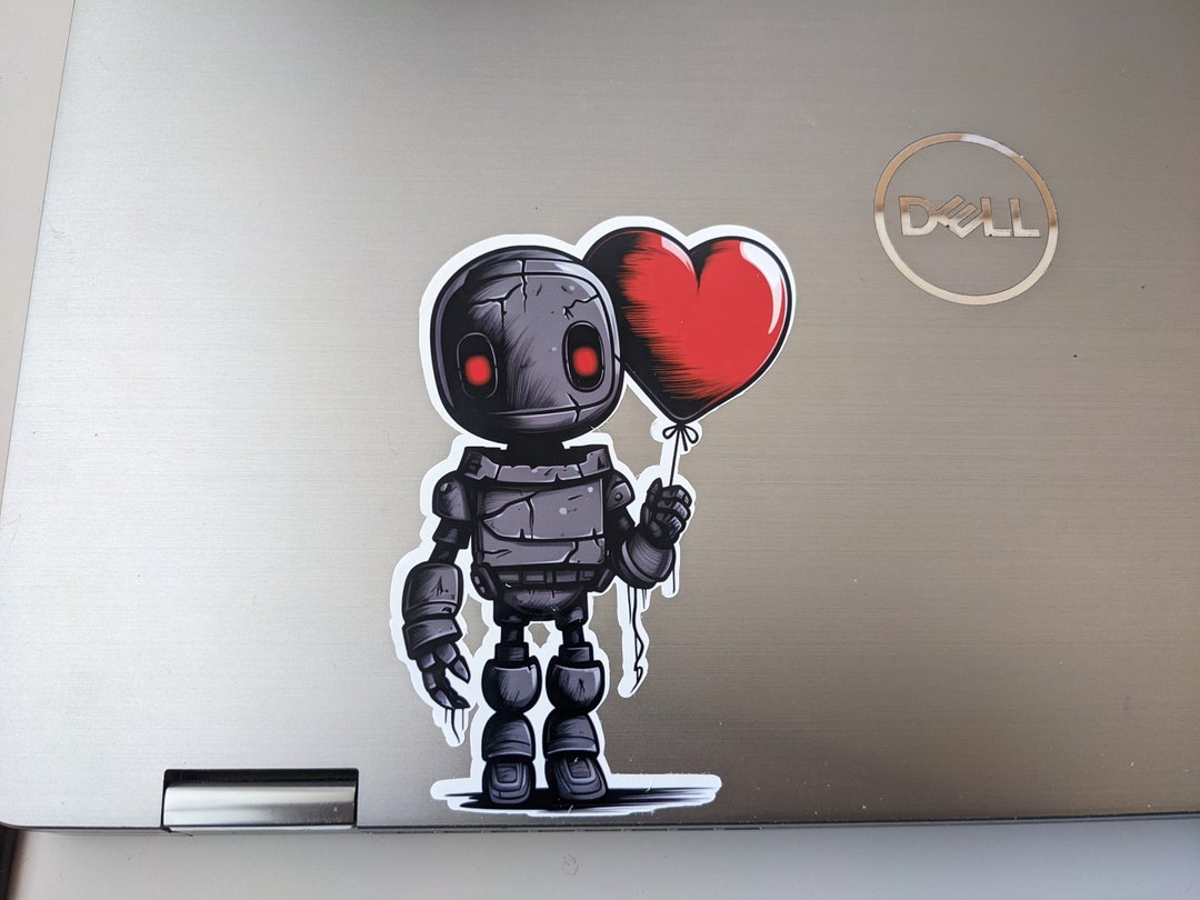 Cute Banksy Style Robot Sticker Decal Graffity Art Red Heart AI Love - Etsy