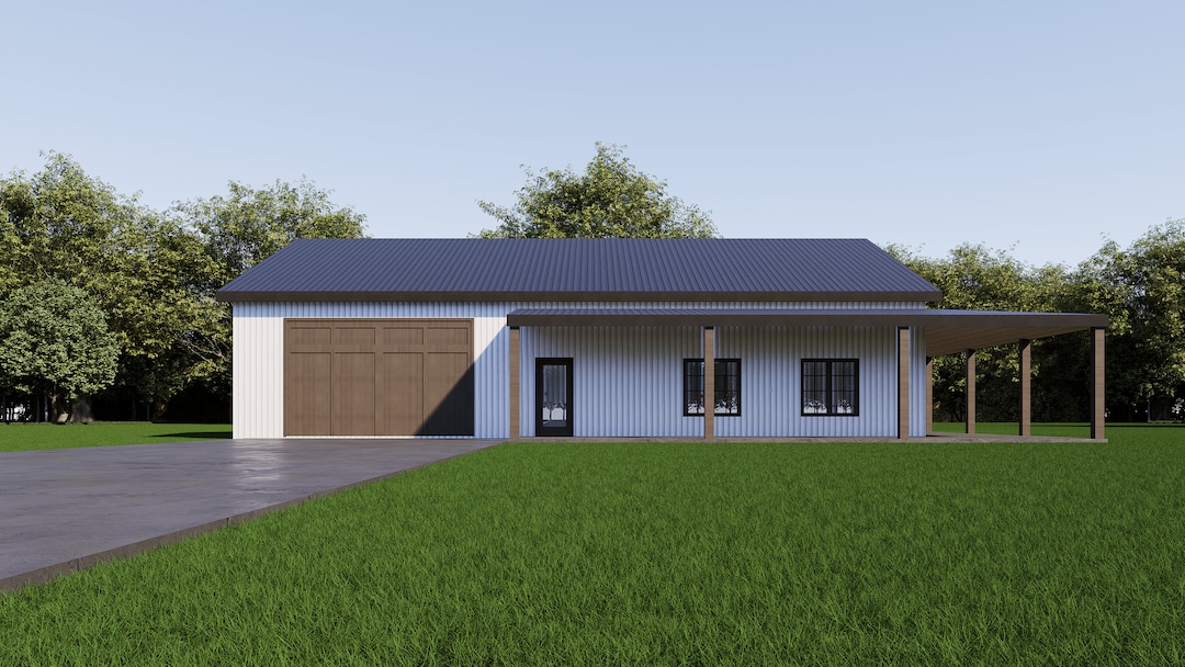 House Plan, 2 Bedroom 2 Bath With Porch and Garage 40'x60' Floor Plan, 2400 Sq Ft. House Plan ...