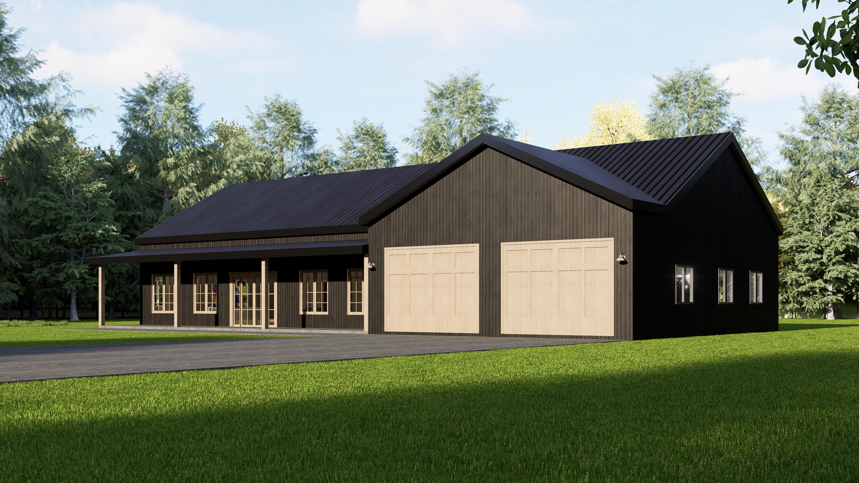 Barndominium House Plan, 3 Bedroom 2 Bath With 2 Car Garage Shop, 1800 ...