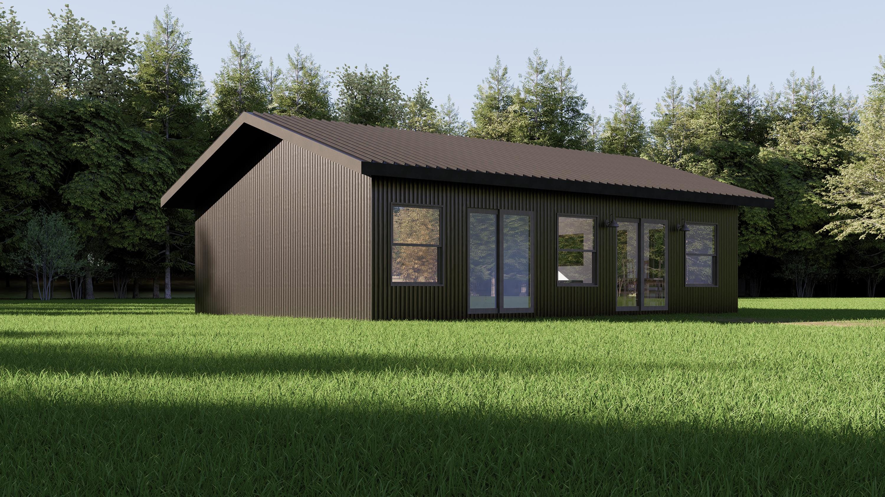 Barndominium Plan | 2 Bed 1 Bath | 875 Sq Ft | 25x35 ADU Layout | Small ...