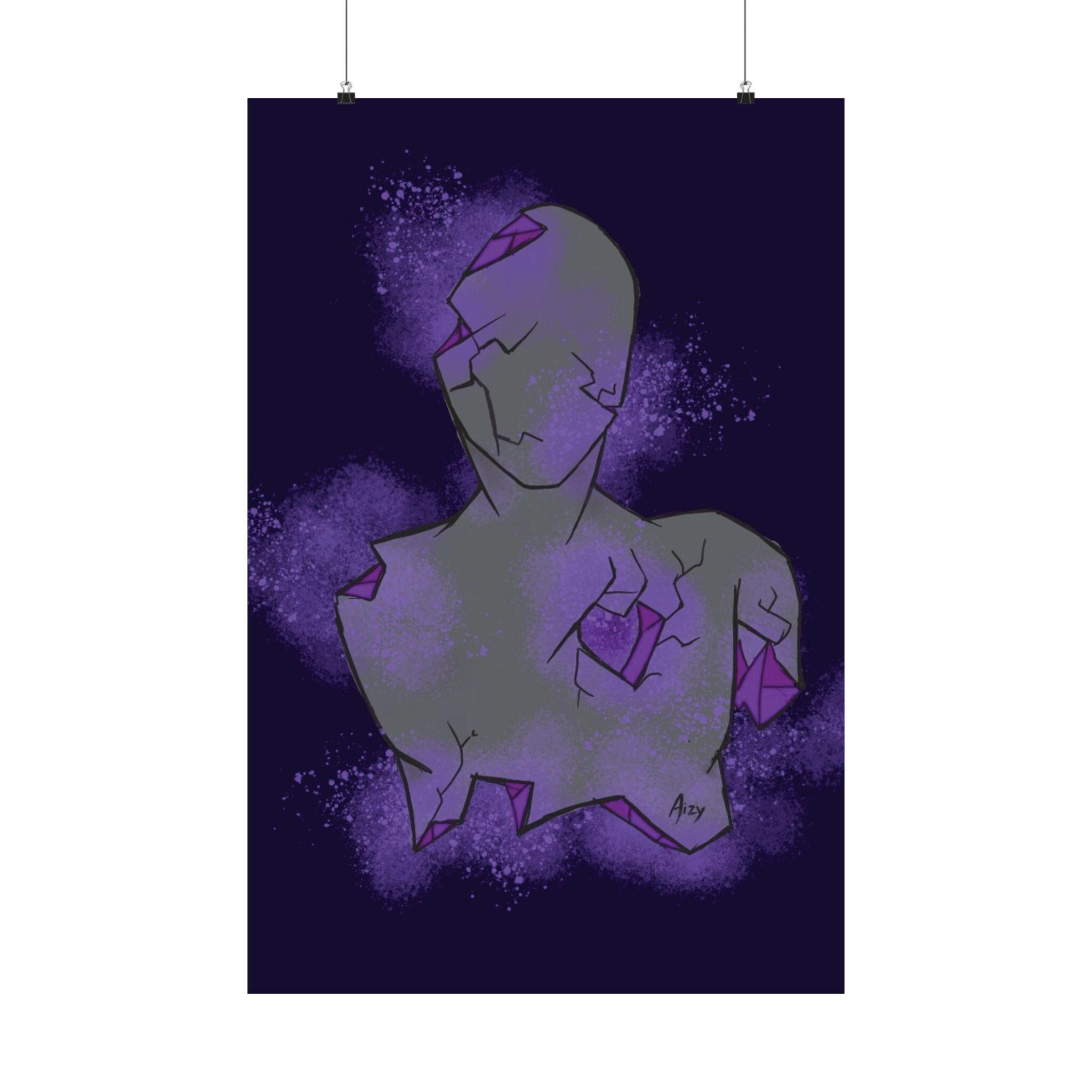 Vertical Posters, Shattered Guy Revealing Crystal Drawing, Matte Wall ...