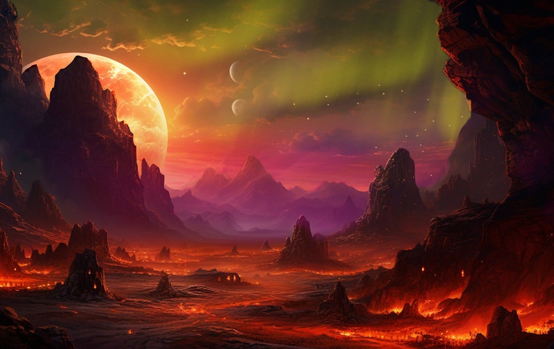 Hellfire Peninsula Outland Outer Space Planetary Imaginary Art Based On World Of Warcraft