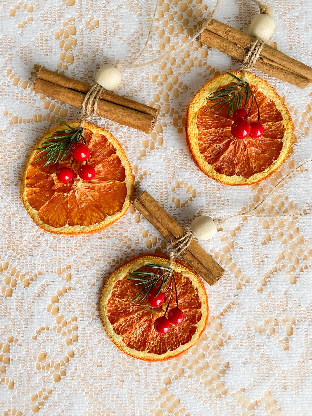 Dried Orange Slice Christmas Ornament, Cinnamon & Holly Berries ...