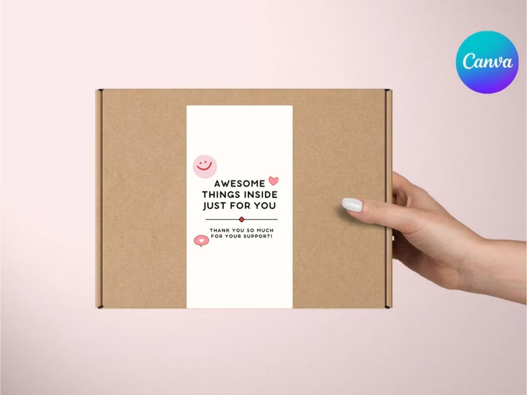 Editable Cute Box Label Template Packaging Labels Order Packaging Seal ...