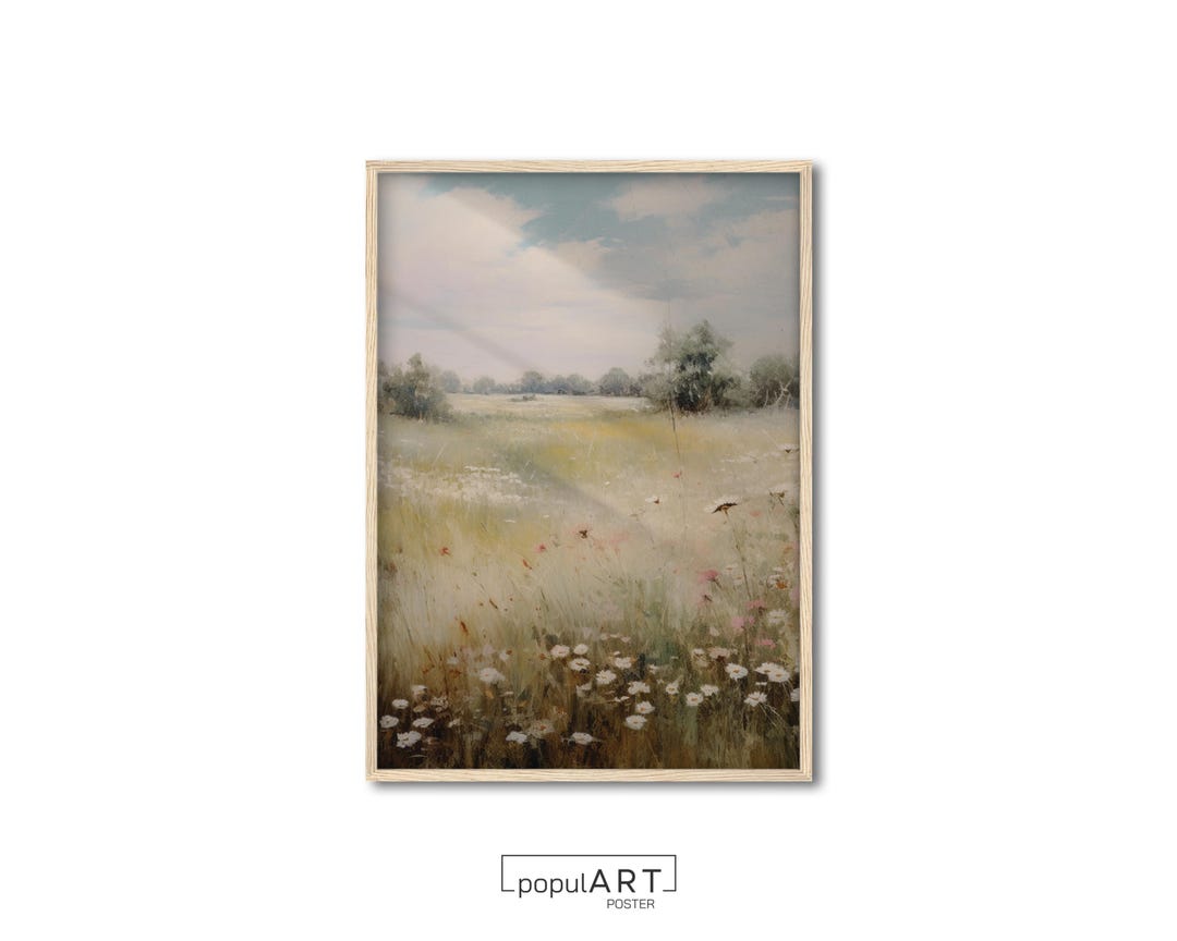 Vintage Daisy Poster, Daisy Flowers Painting, Daisy Field Print, Flower ...