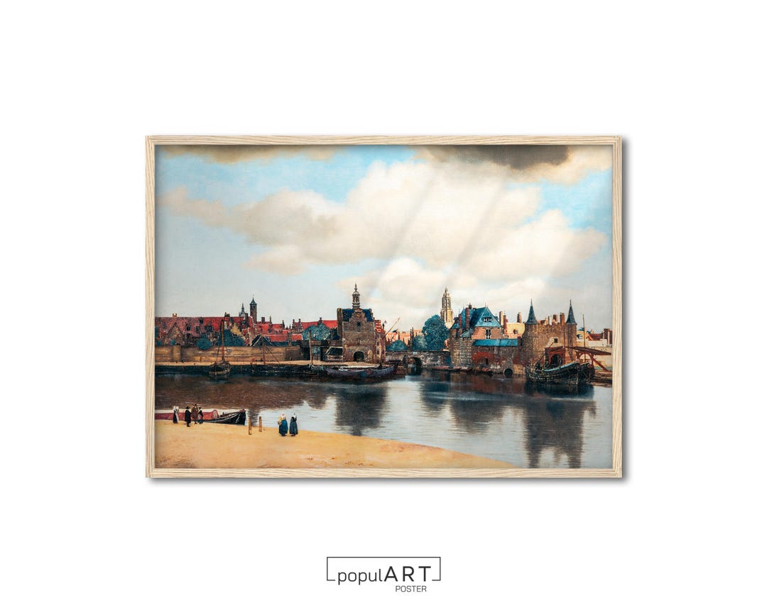 Johannes Vermeer Poster, View of Delf, Vintage Riverside City Print ...