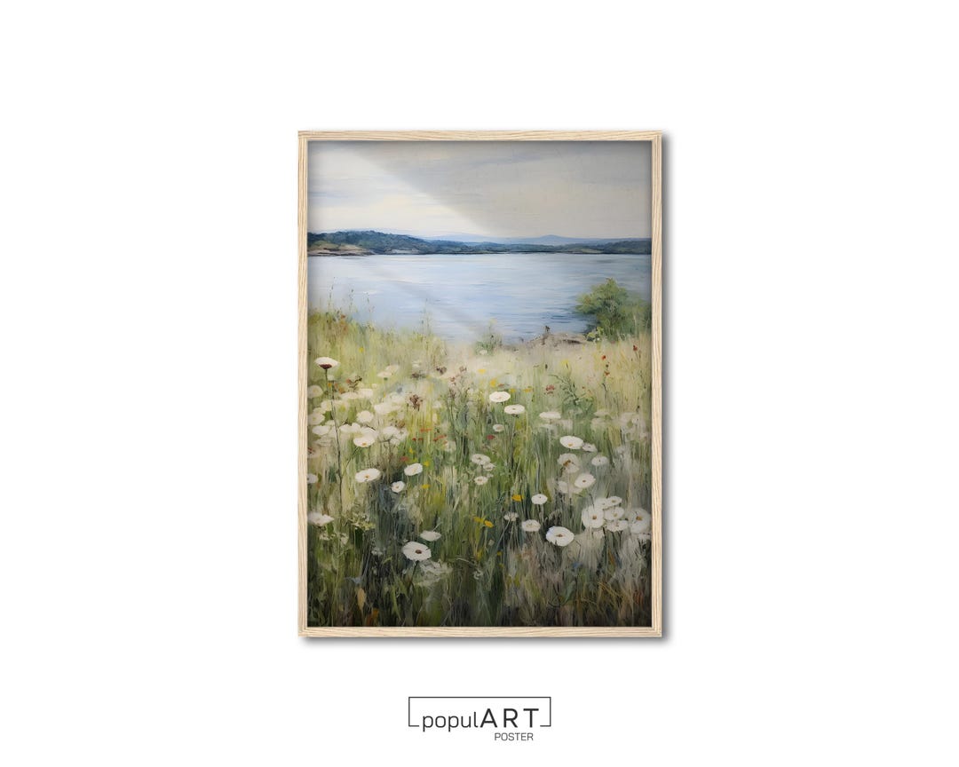 Vintage Daisy Poster, Daisy Flowers Painting, Daisy Field Print ...