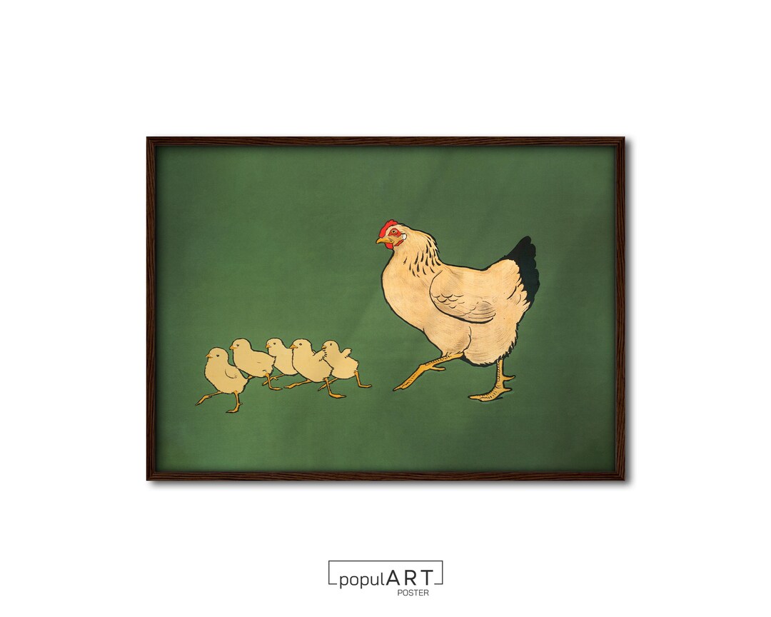 Vintage Chicken Poster, Farmhouse Wall Art, Animal Wall Poster, Classic ...