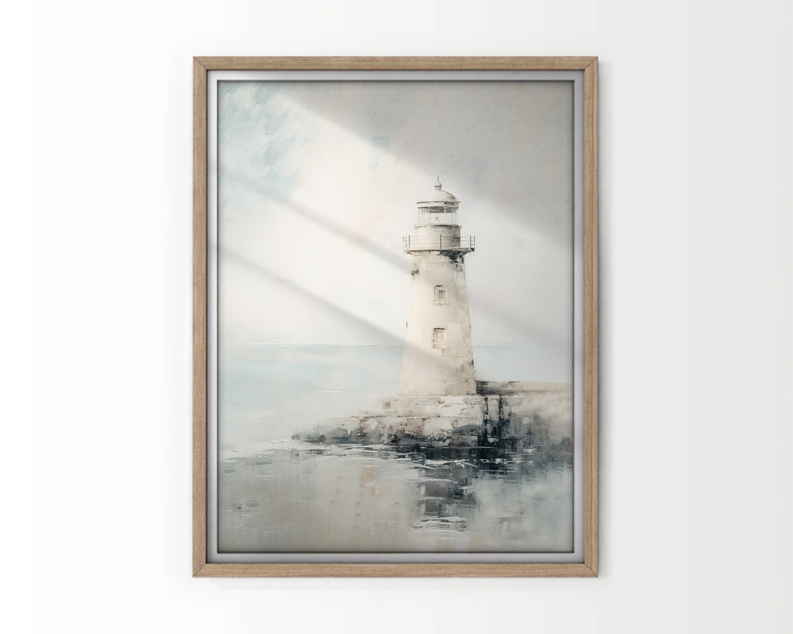Vintage Lighthouse Print, Ocean Landscape, Nautical Landscape, Neutral ...