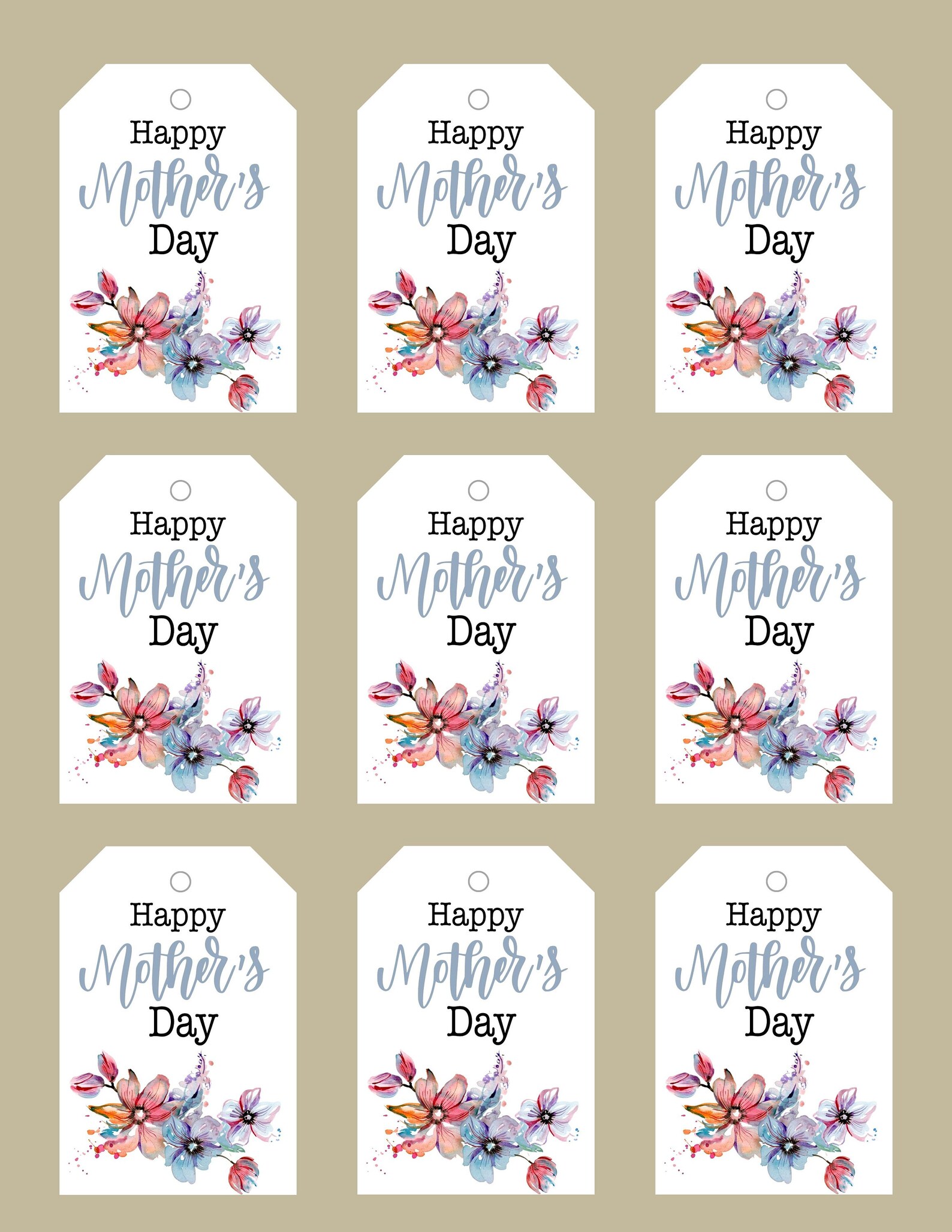 Mothers Day Gift Tags, Printable Mothers Day Treat Tags, Mothers Day ...