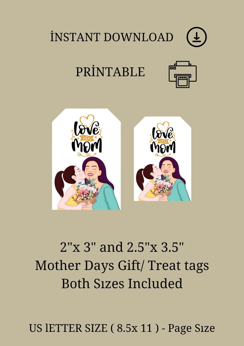 Mothers Day Gift Tags, Printable Mothers Day Treat Tags, Mothers Day ...