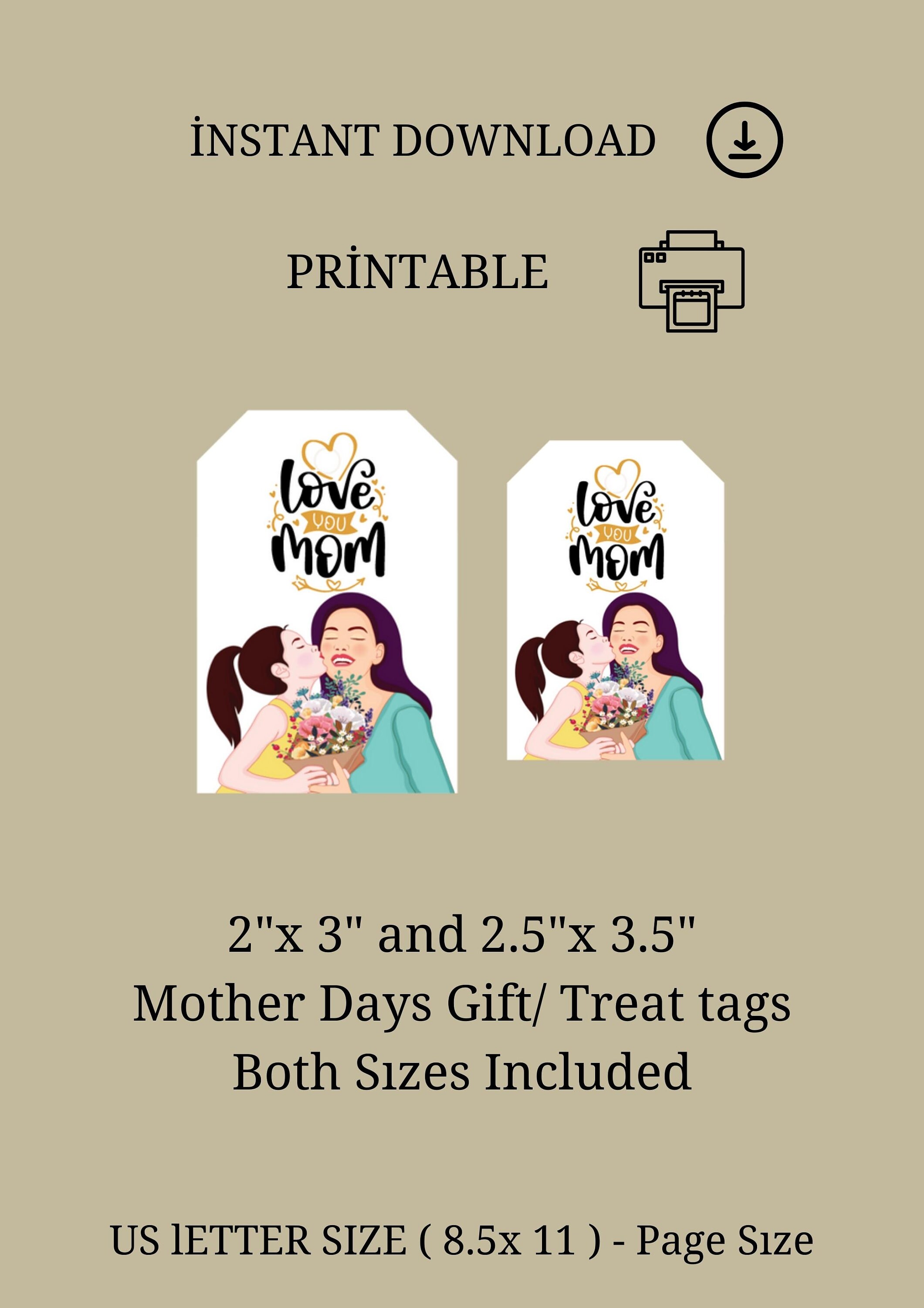 Mothers Day Gift Tags, Printable Mothers Day Treat Tags, Mothers Day ...