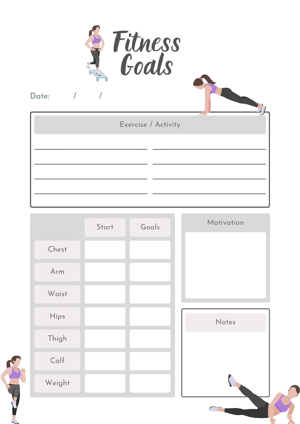 Fitness Diet & Health Planner Inserts Bundleprintable Health - Etsy