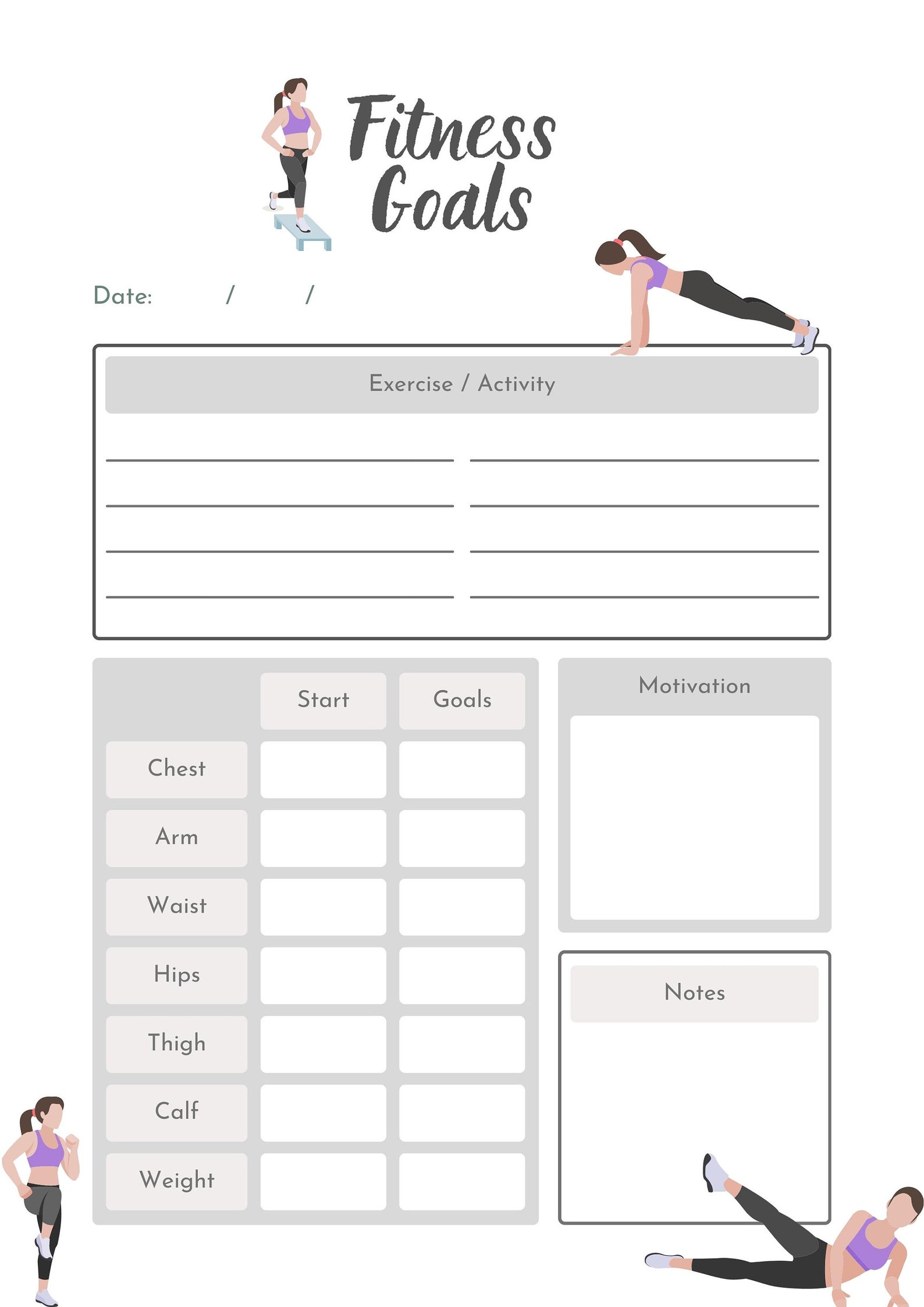 Fitness Diet & Health Planner Inserts Bundleprintable Health - Etsy