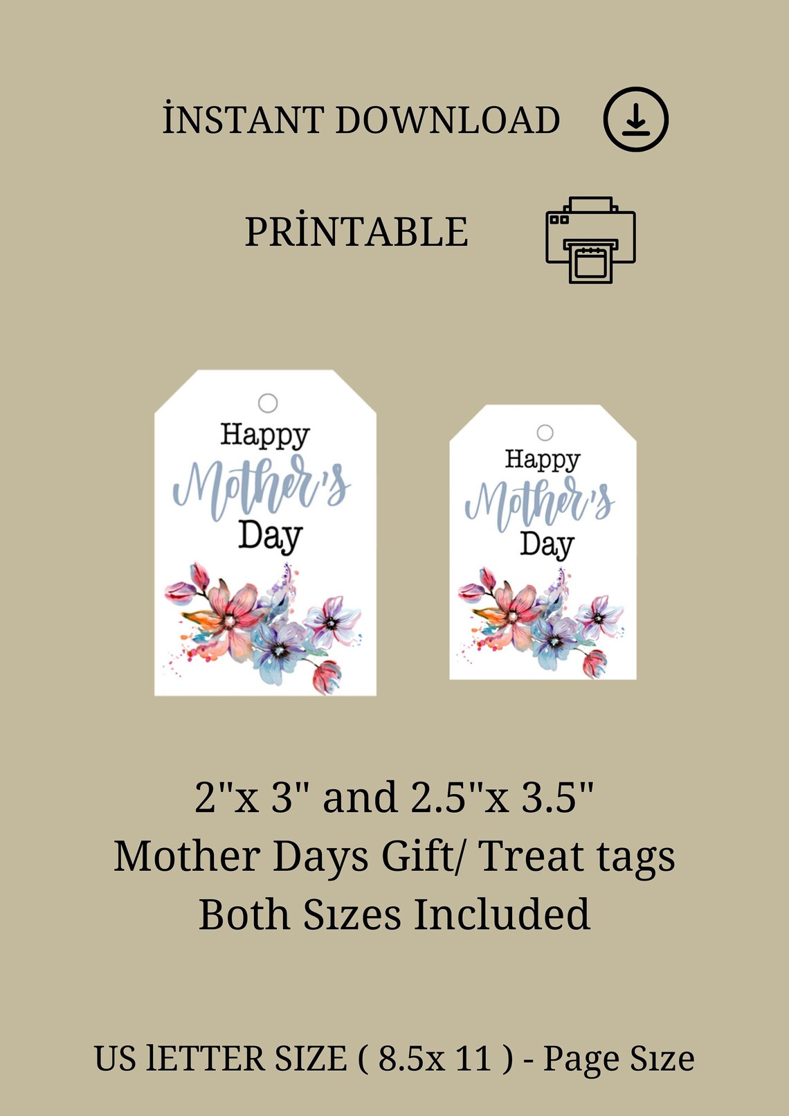 Mothers Day Gift Tags, Printable Mothers Day Treat Tags, Mothers Day ...