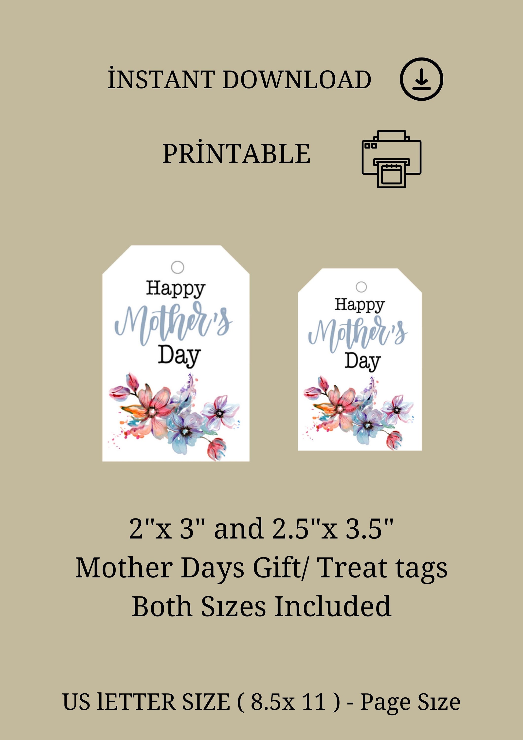 Mothers Day Gift Tags, Printable Mothers Day Treat Tags, Mothers Day ...