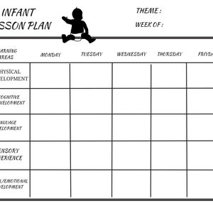 Infant Weekly Lesson Plan-black & White, Construction Printable Infant ...
