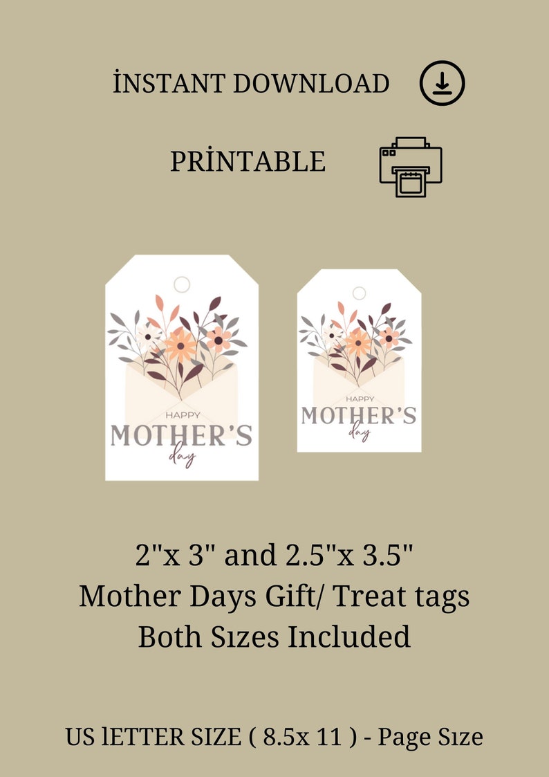 Mothers Day Gift Tags Printable Mothers Day Treat Tags - Etsy