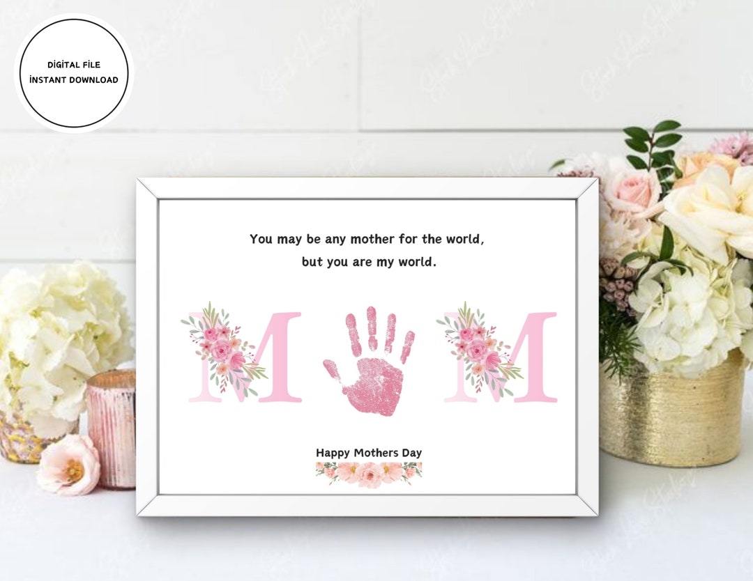 Mother's Day Handprint Art, Printable Craft for Mom From Baby, Toddler ...