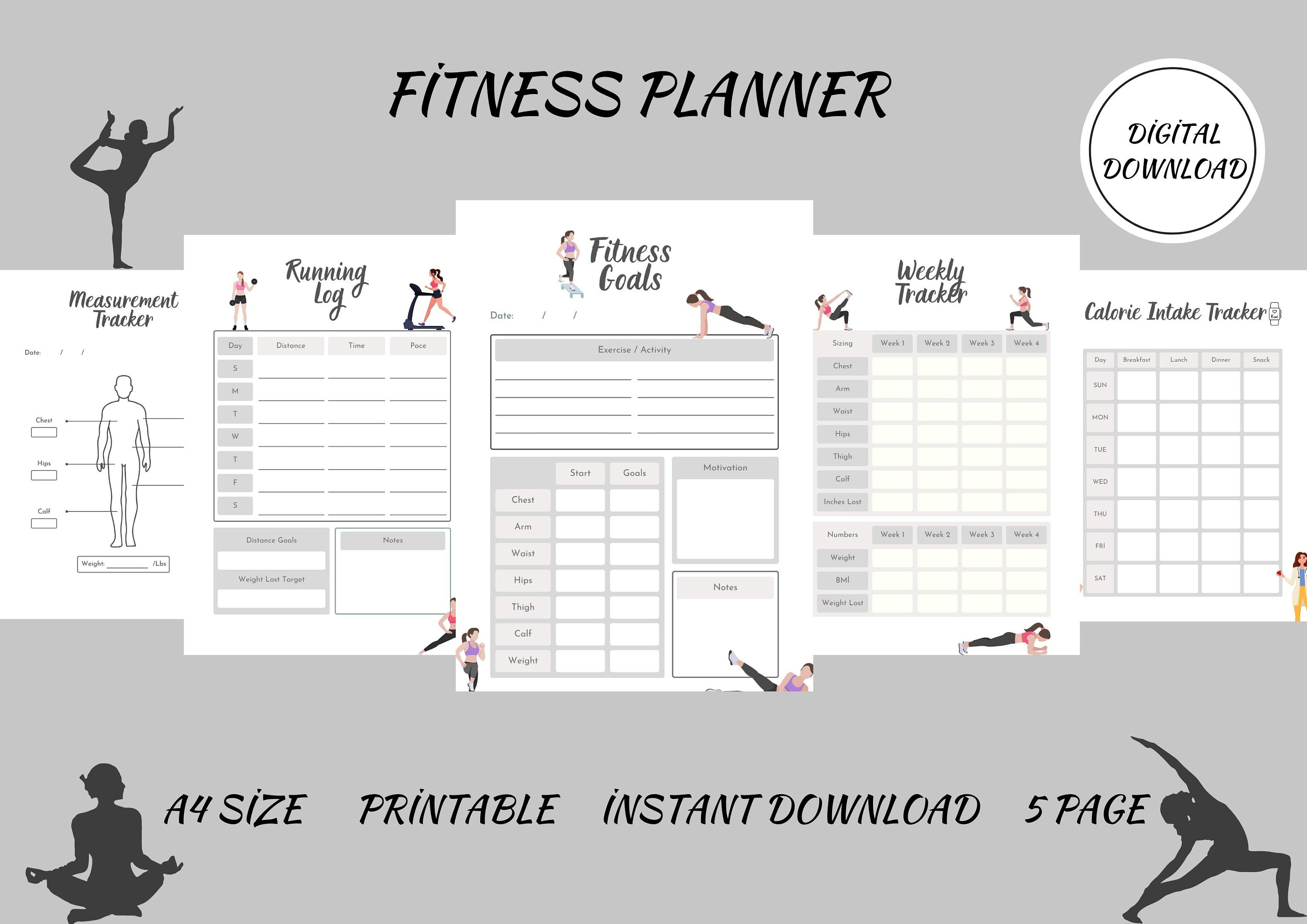 Fitness Diet & Health Planner Inserts Bundleprintable Health - Etsy